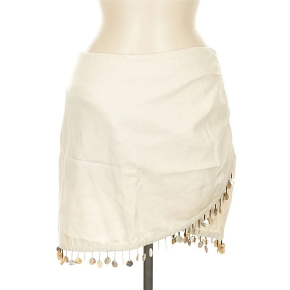 Zara | Skirts | Zara Cream Skirt With Shell Accents | Poshmark